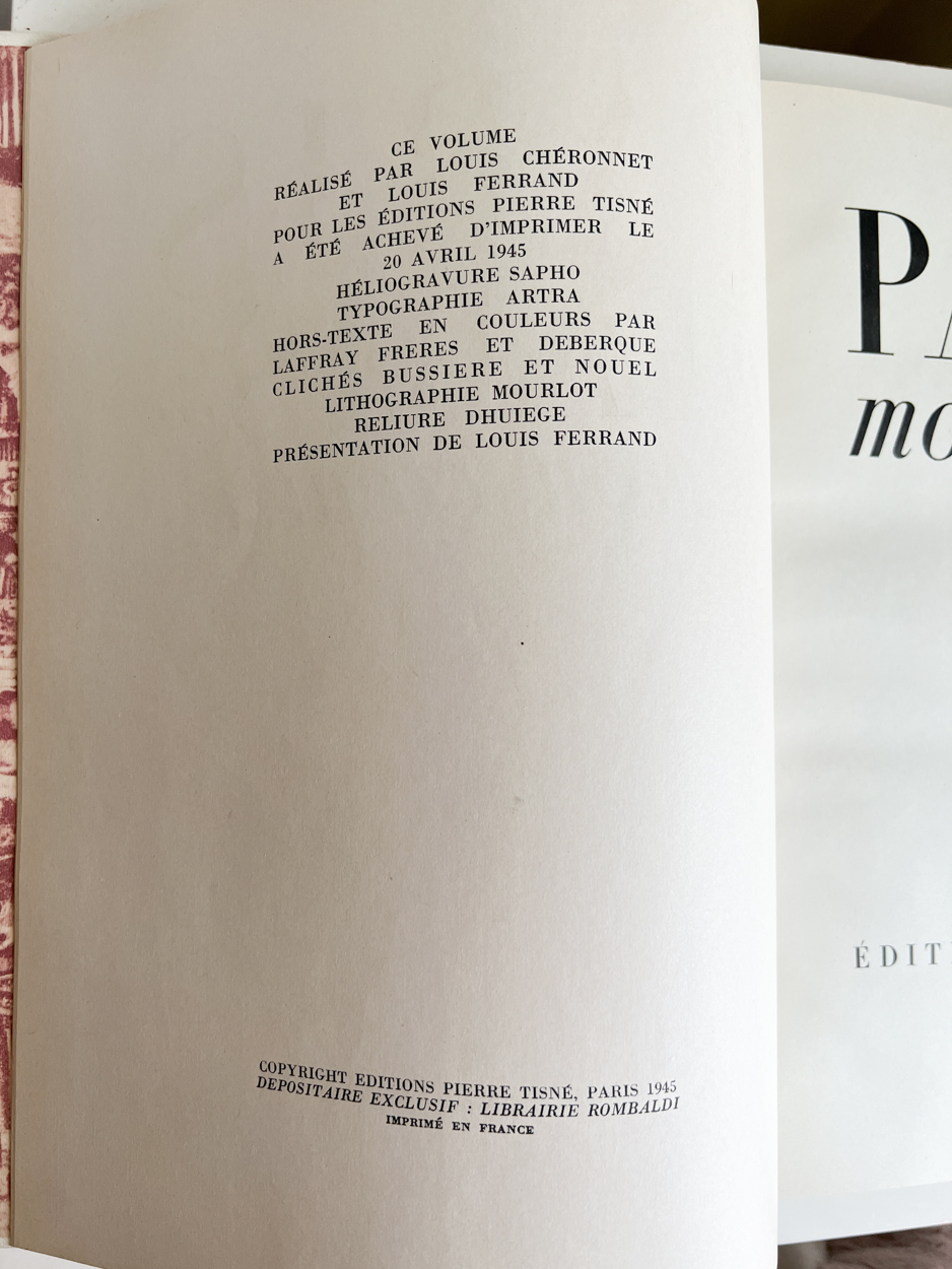 Paris Mon Coeur, French First Edition 1945